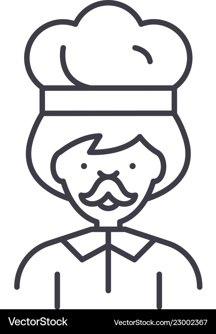 Male cook line icon concept Royalty Free Vector Image