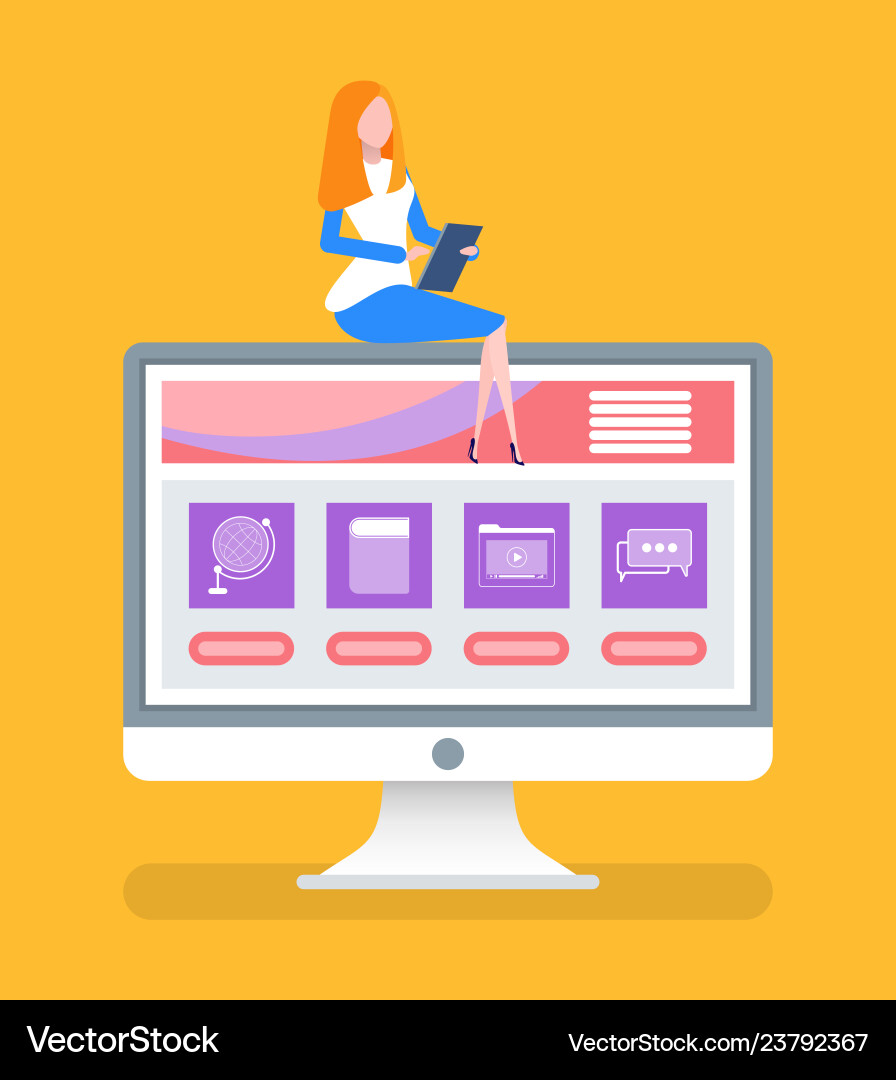 Online courses with page and files for education Vector Image