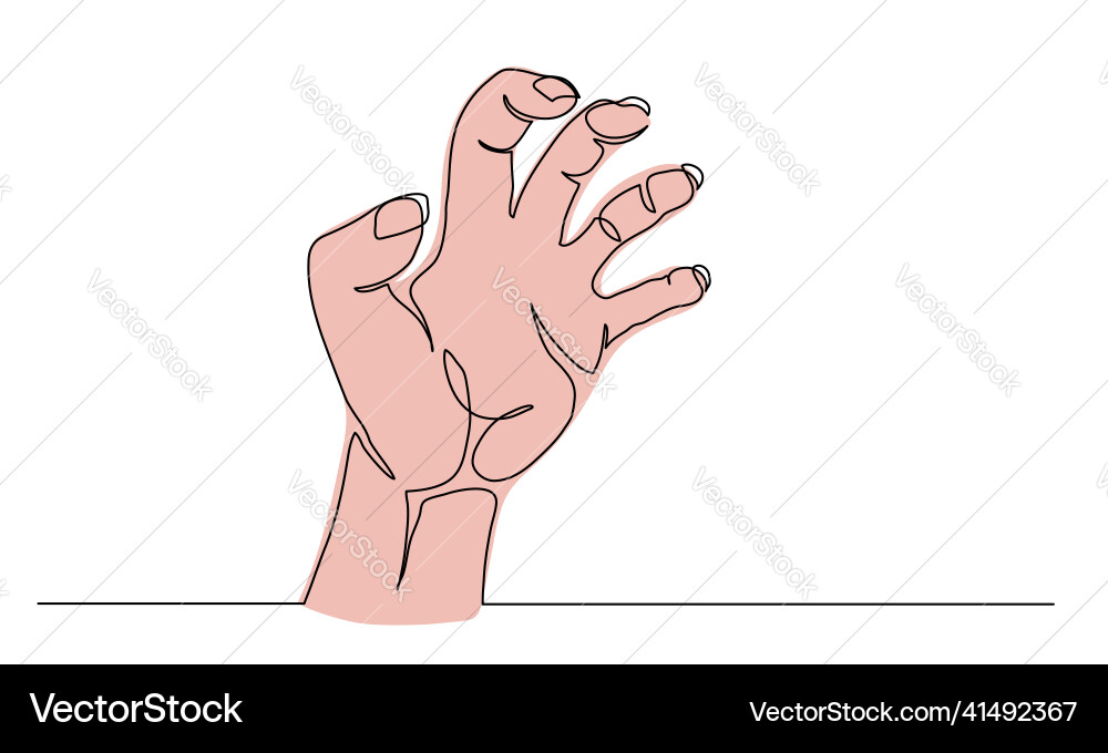 Scary arm spooky gesture one continuous line Vector Image