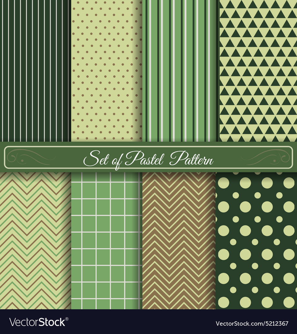 Set green seamless pattern Royalty Free Vector Image