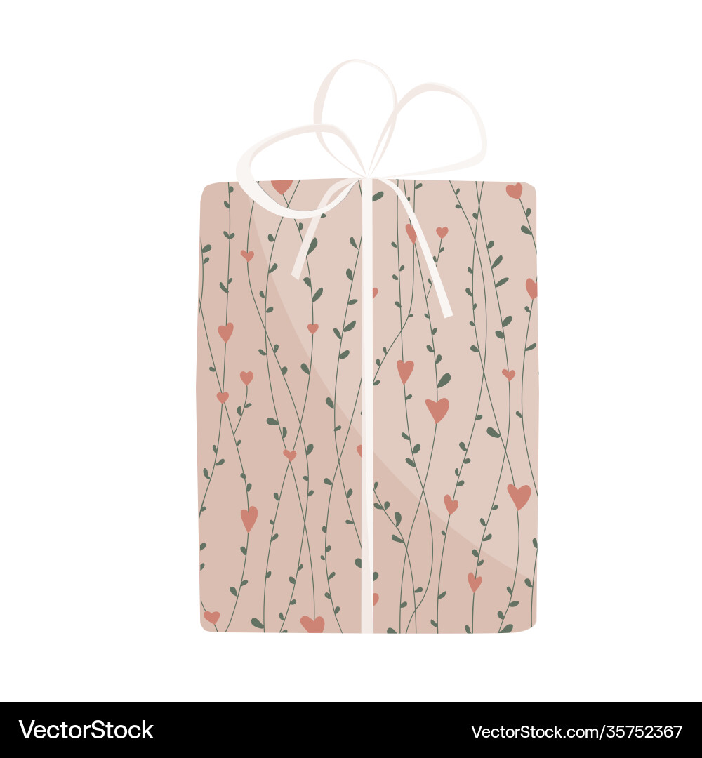 Valentine day parcel decorated with ribbon bow Vector Image