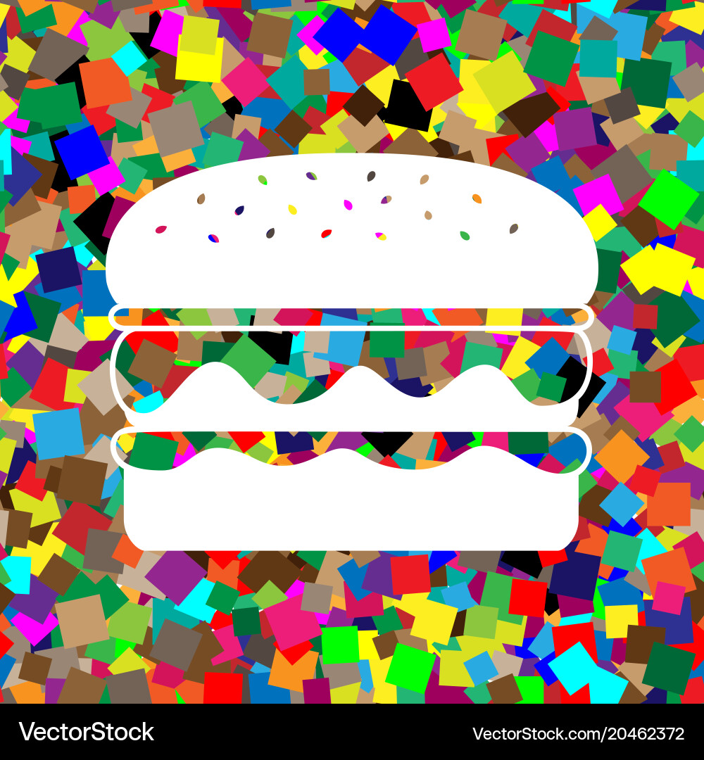 Burger simple sign white icon on colorful Vector Image