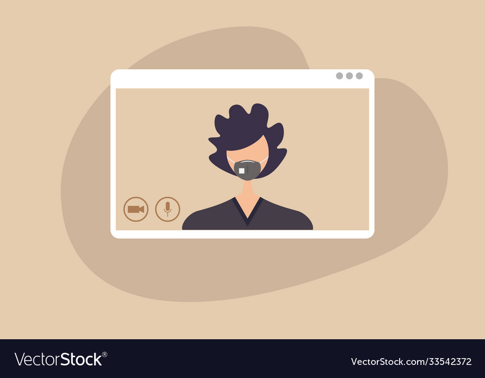 Character using a video call interface Royalty Free Vector
