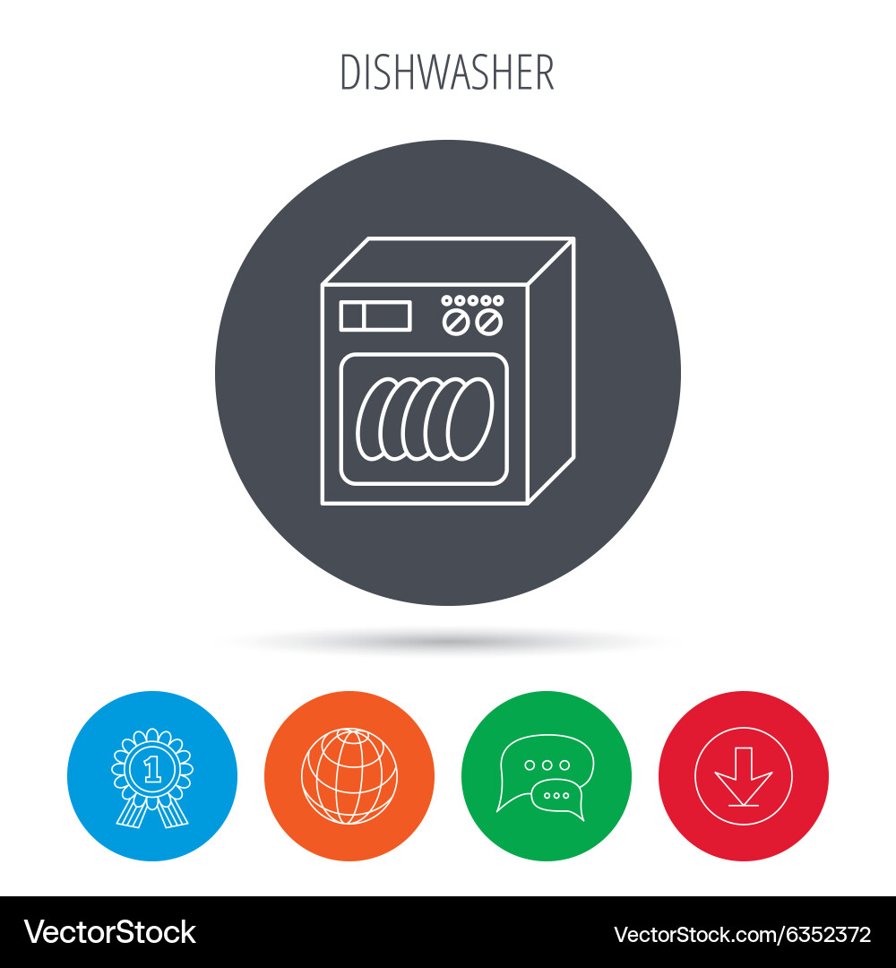 Dishwasher icon kitchen appliance sign Royalty Free Vector