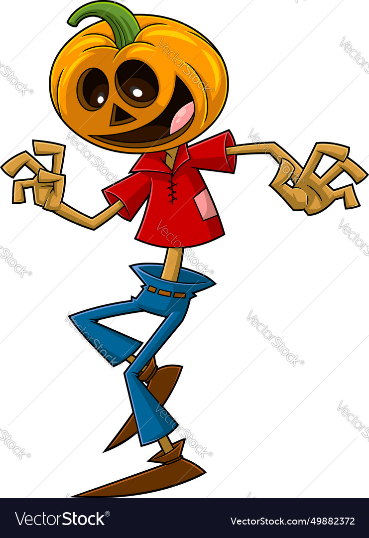 Happy jack o lantern cartoon character dancing Vector Image