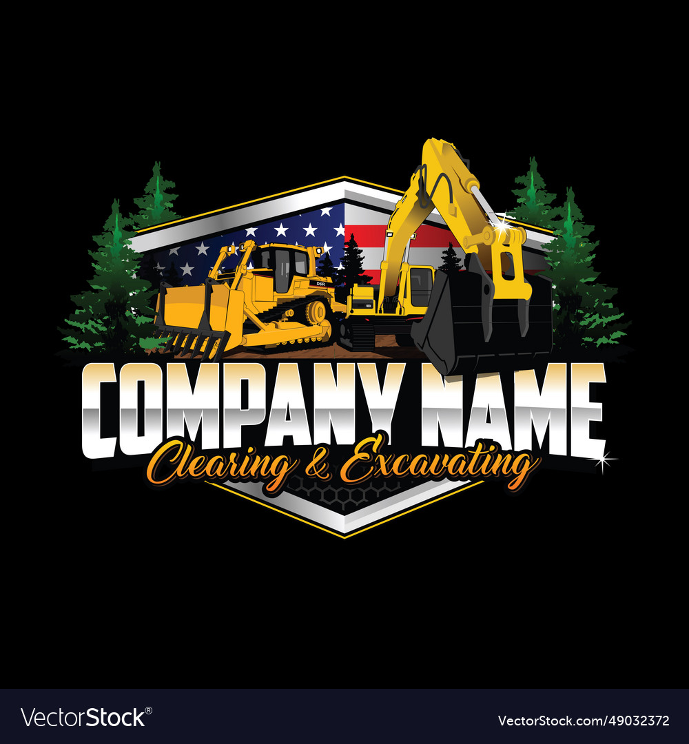 Land clearing and excavating company logo Vector Image Land clearing and excavating company logo Vector Image