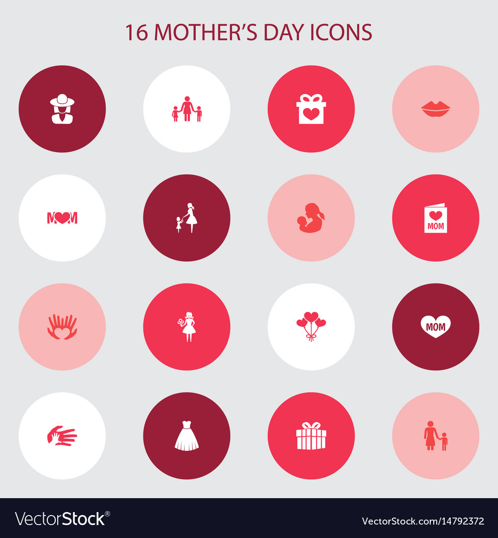 Mothers Day Icon Design Concept Set Of 16 Vector Image