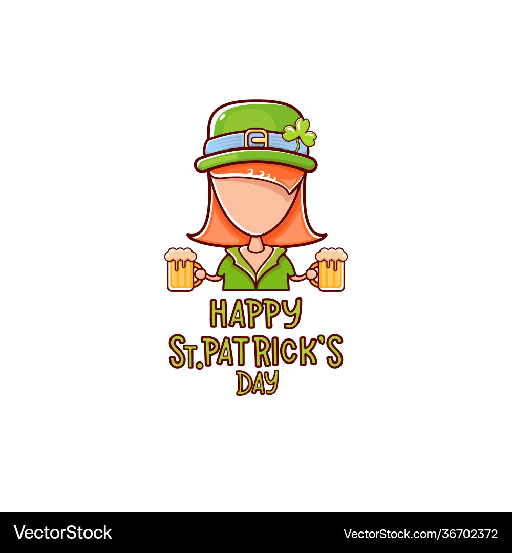 Printsaint patrick girl holding beer isolated Vector Image