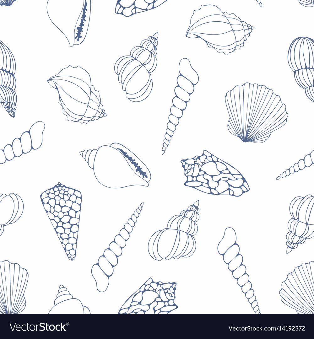 Seashells seamless pattern for design Royalty Free Vector