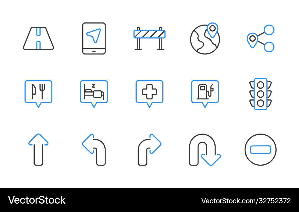 Set maps and location line icons Royalty Free Vector Image