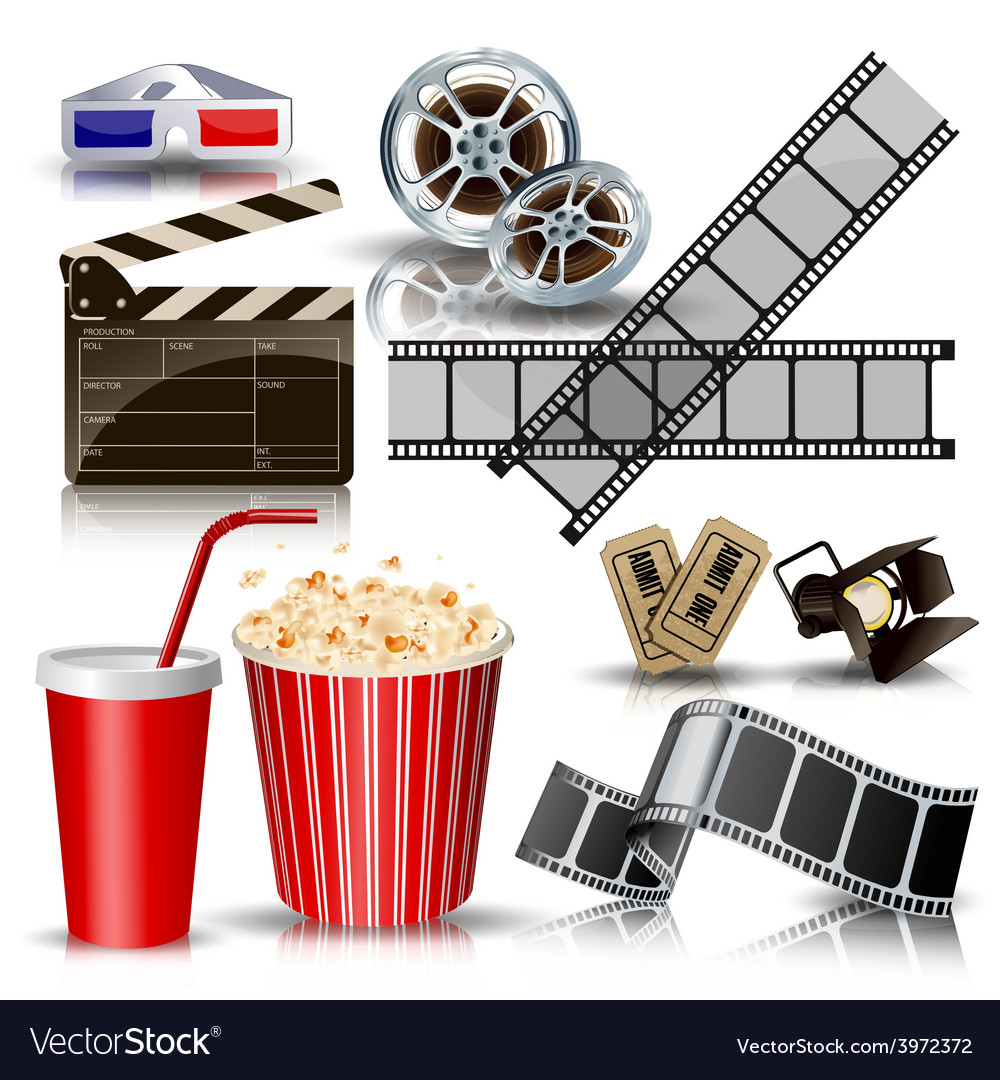 Set objects for cinematography clapperfilm Vector Image