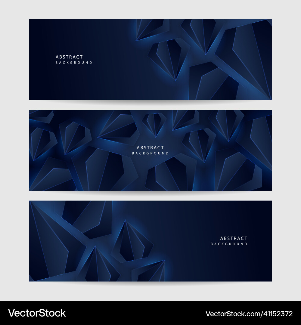 Shiny diamond blue abstract 3d wide banner design Vector Image