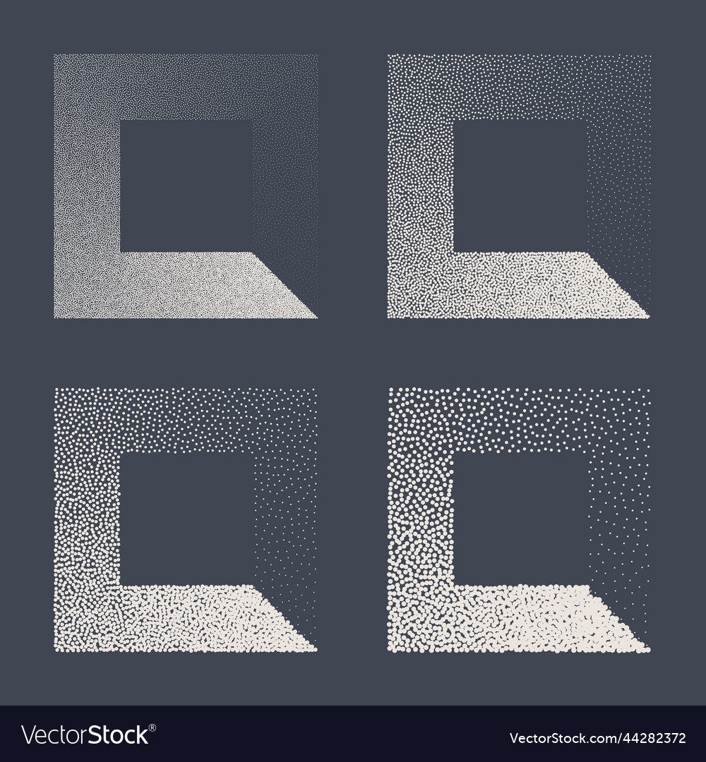 Square shaped dotted objects stipple elements Vector Image