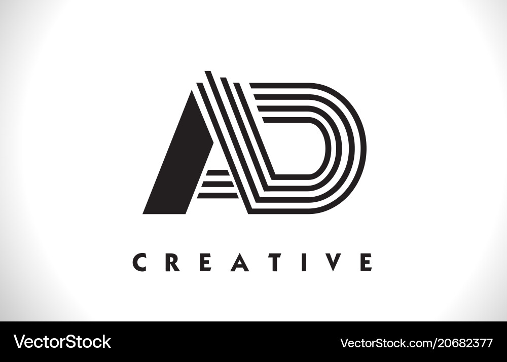 Ad logo letter with black lines design line Vector Image