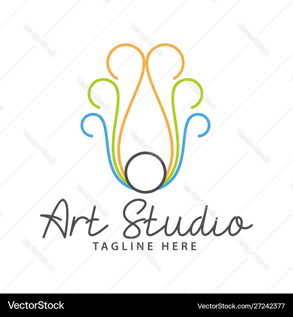 Colorful line art club comunity circle logo Vector Image