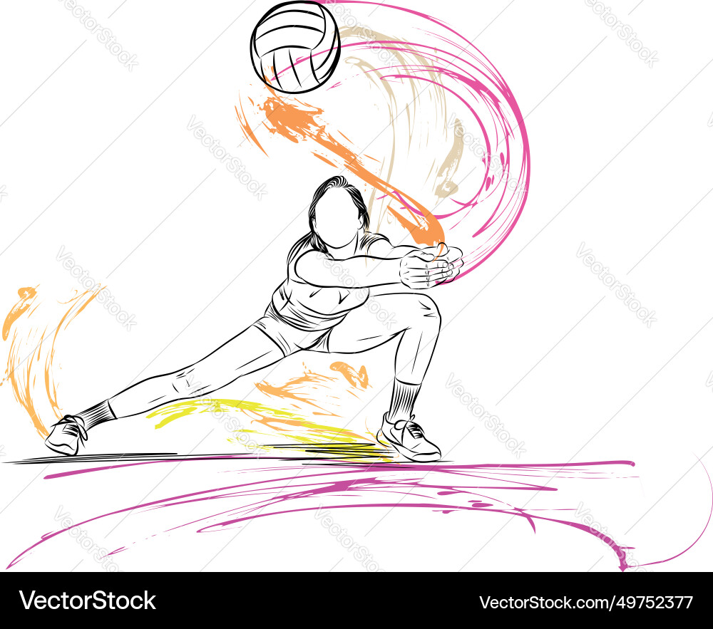 Female volleyball player in action Royalty Free Vector Image