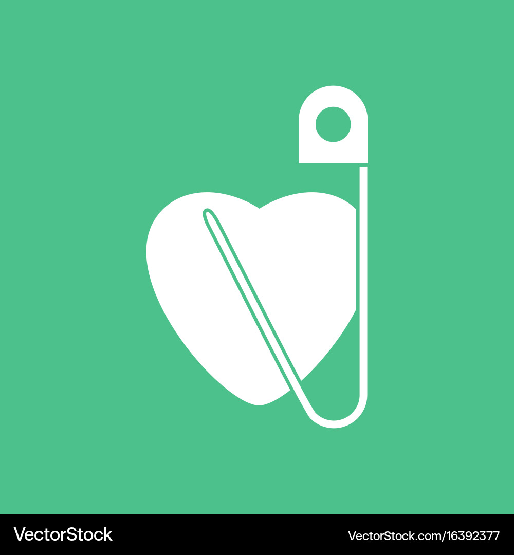 Icon heart with safety pin Royalty Free Vector Image