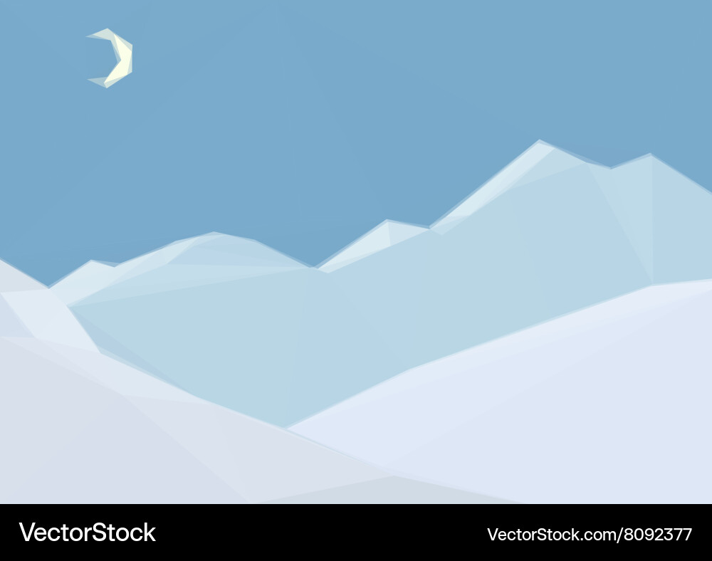 Low poly landscape night mountain Royalty Free Vector Image