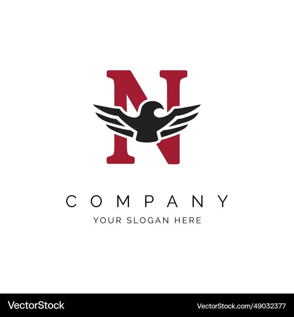 N letter logo eagle wings falcon Royalty Free Vector Image