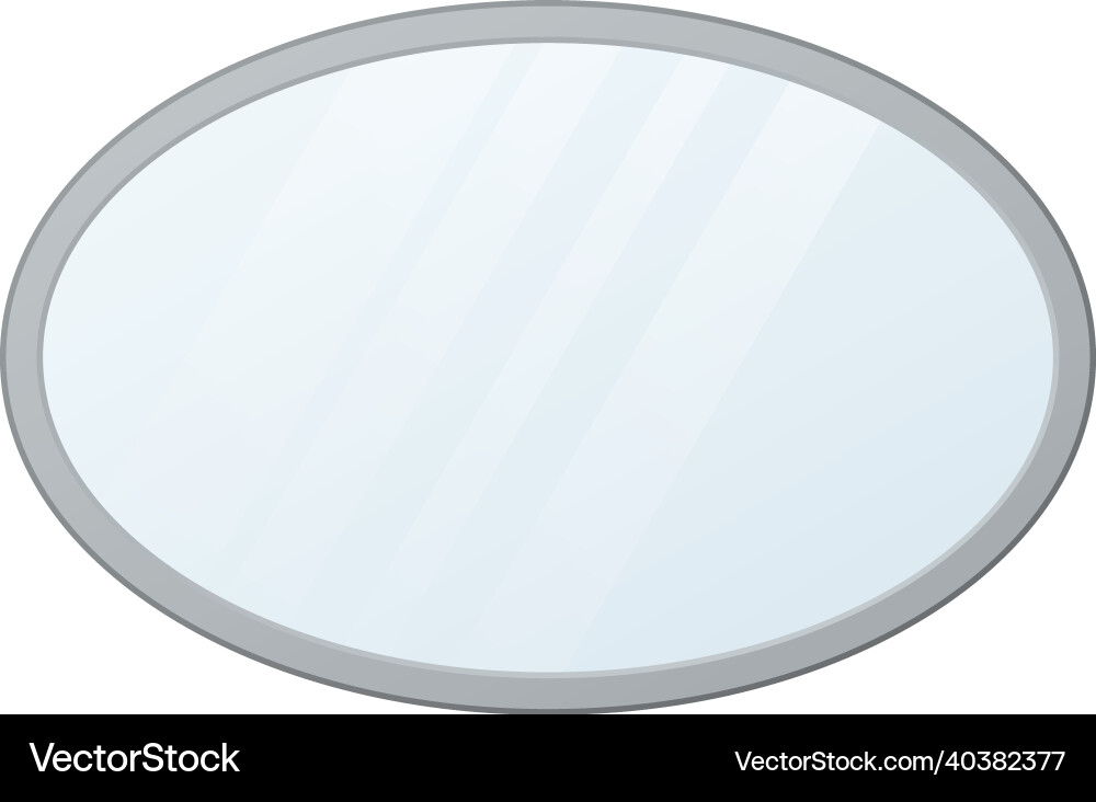 Oval mirror clean reflect glass in metal frame Vector Image