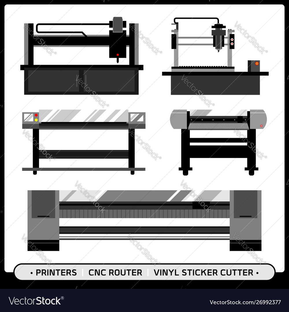 Printer with cnc router Royalty Free Vector Image