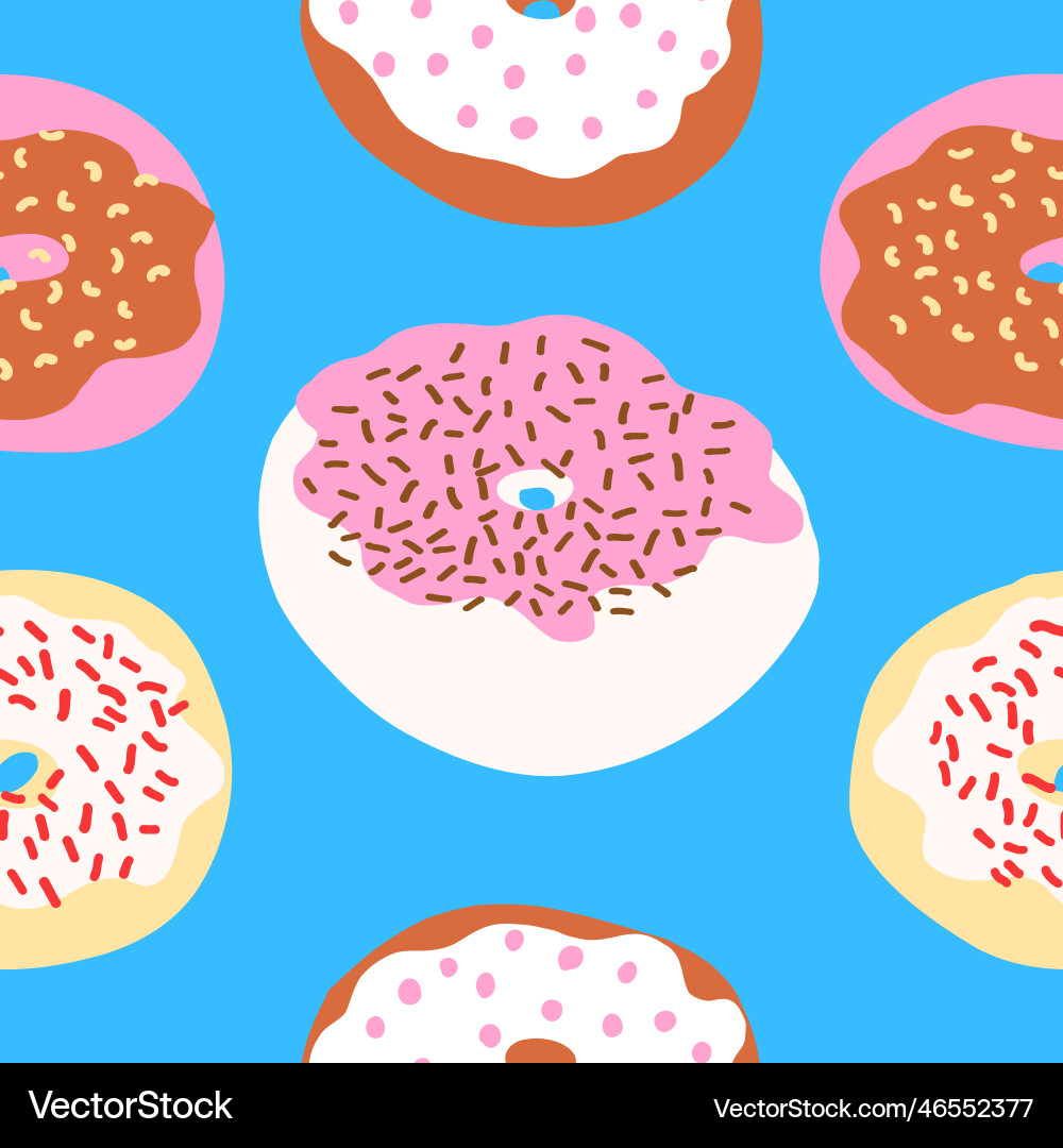 Seamless pattern of donuts with sprinkles cream Vector Image