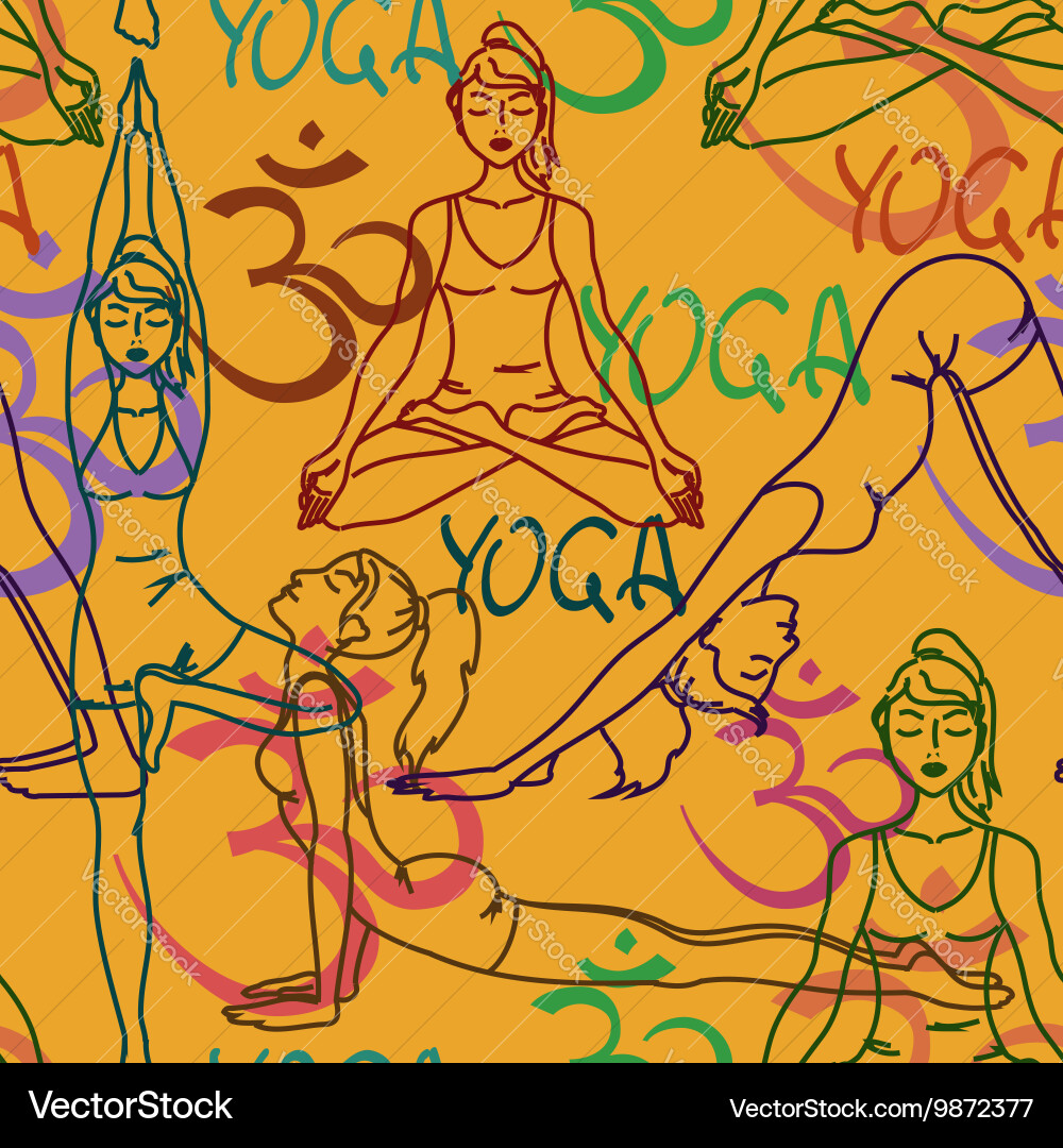 Seamless pattern of yoga poses Royalty Free Vector Image