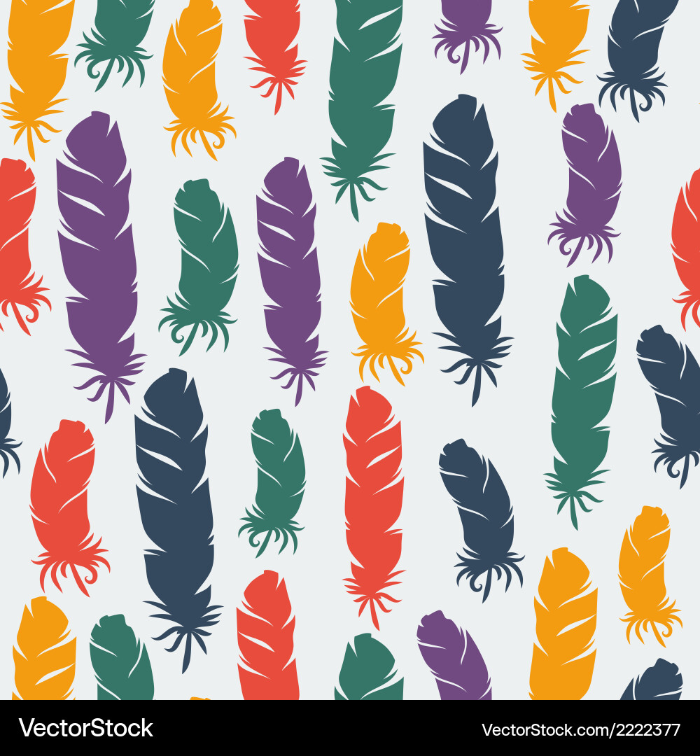 Seamless pattern with hand drawn bird feathers Vector Image