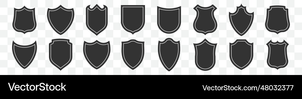 Set of shields icon on a transparent background Vector Image