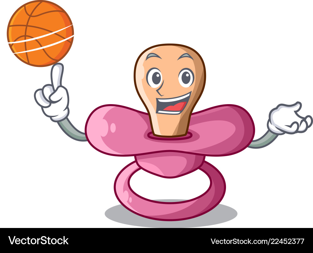With basketball character children pacifiers Vector Image