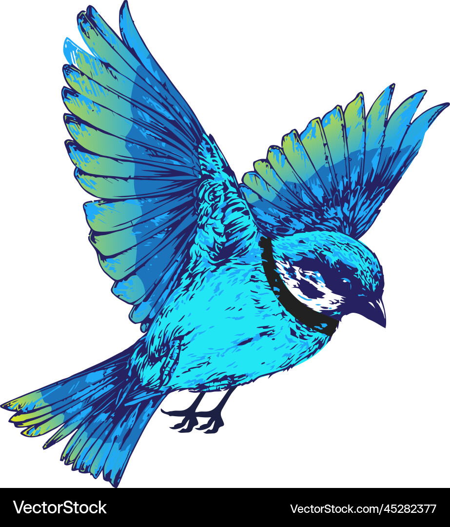 Wrens with blue and green gradients template Vector Image