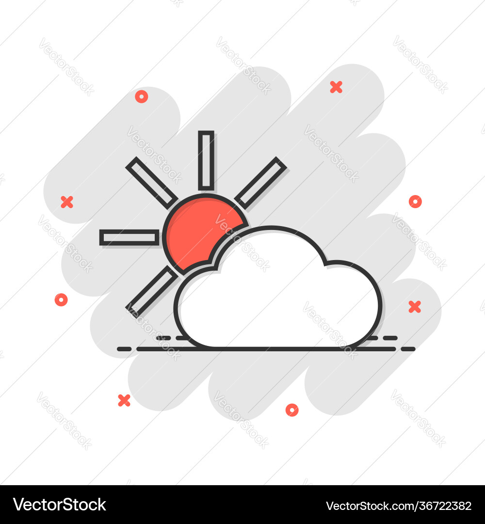 Cartoon weather forecast icon in comic style sun Vector Image