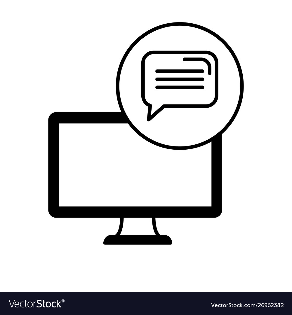 Desktop computer device with speech bubble Vector Image