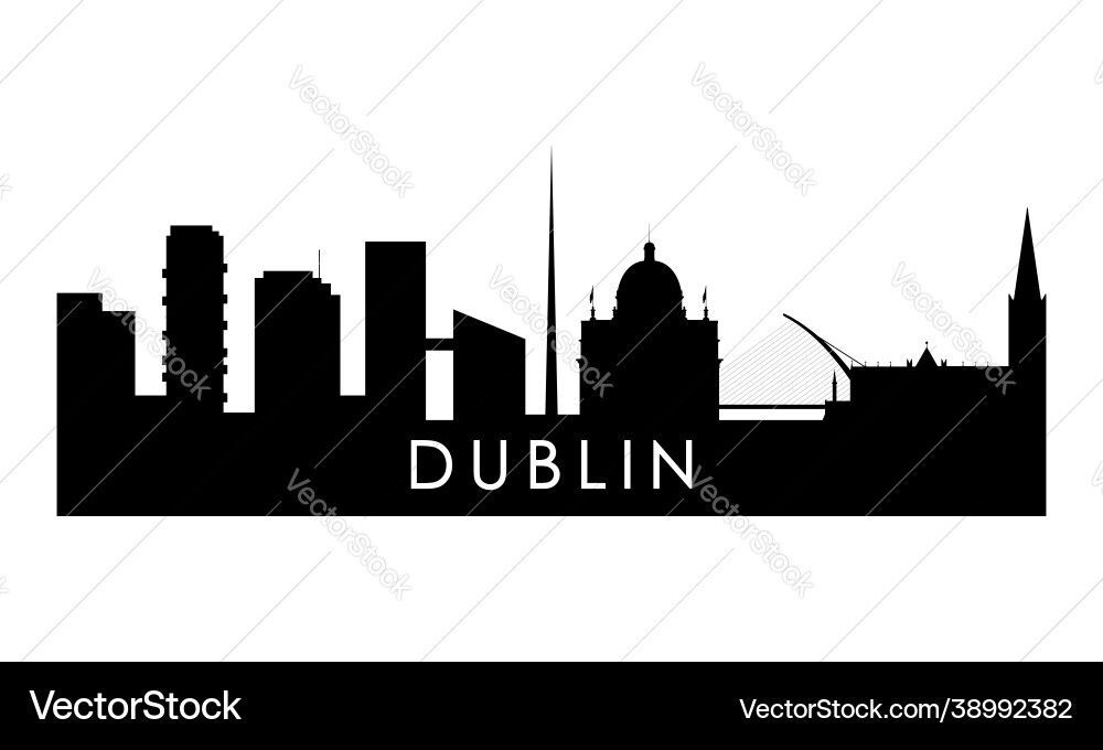 Dublin skyline silhouette black city Royalty Free Vector