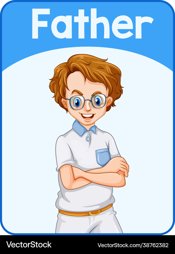 Educational english word card father Royalty Free Vector