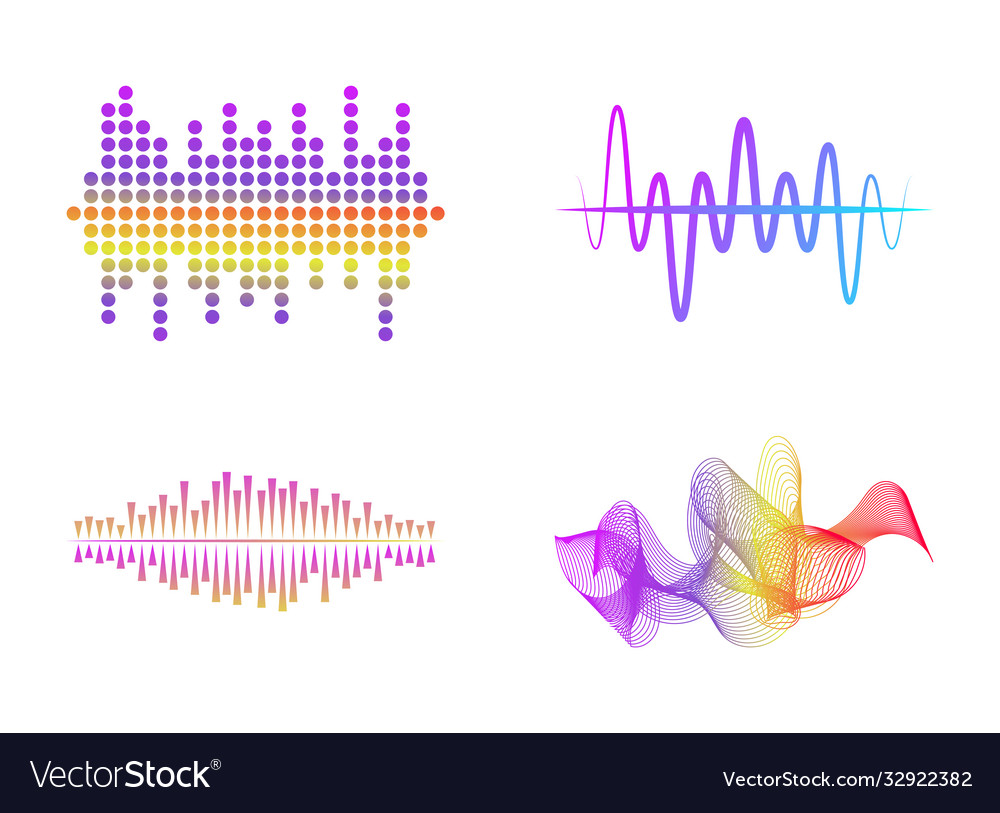 Electric waves flat pack Royalty Free Vector Image