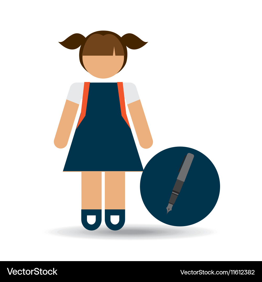 Girl uniform school pen icon Royalty Free Vector Image