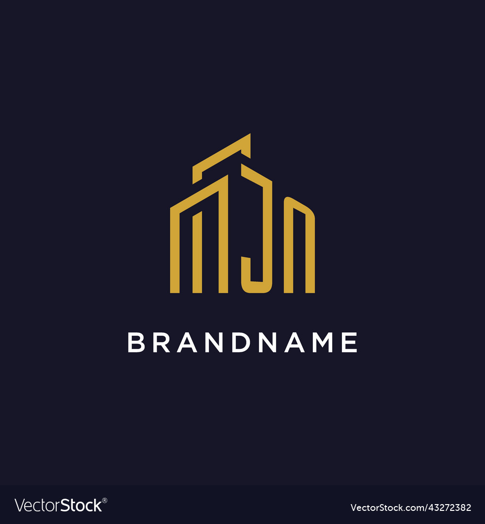 Jn initial monogram with building logo design Vector Image Jn initial monogram with building logo design Vector Image