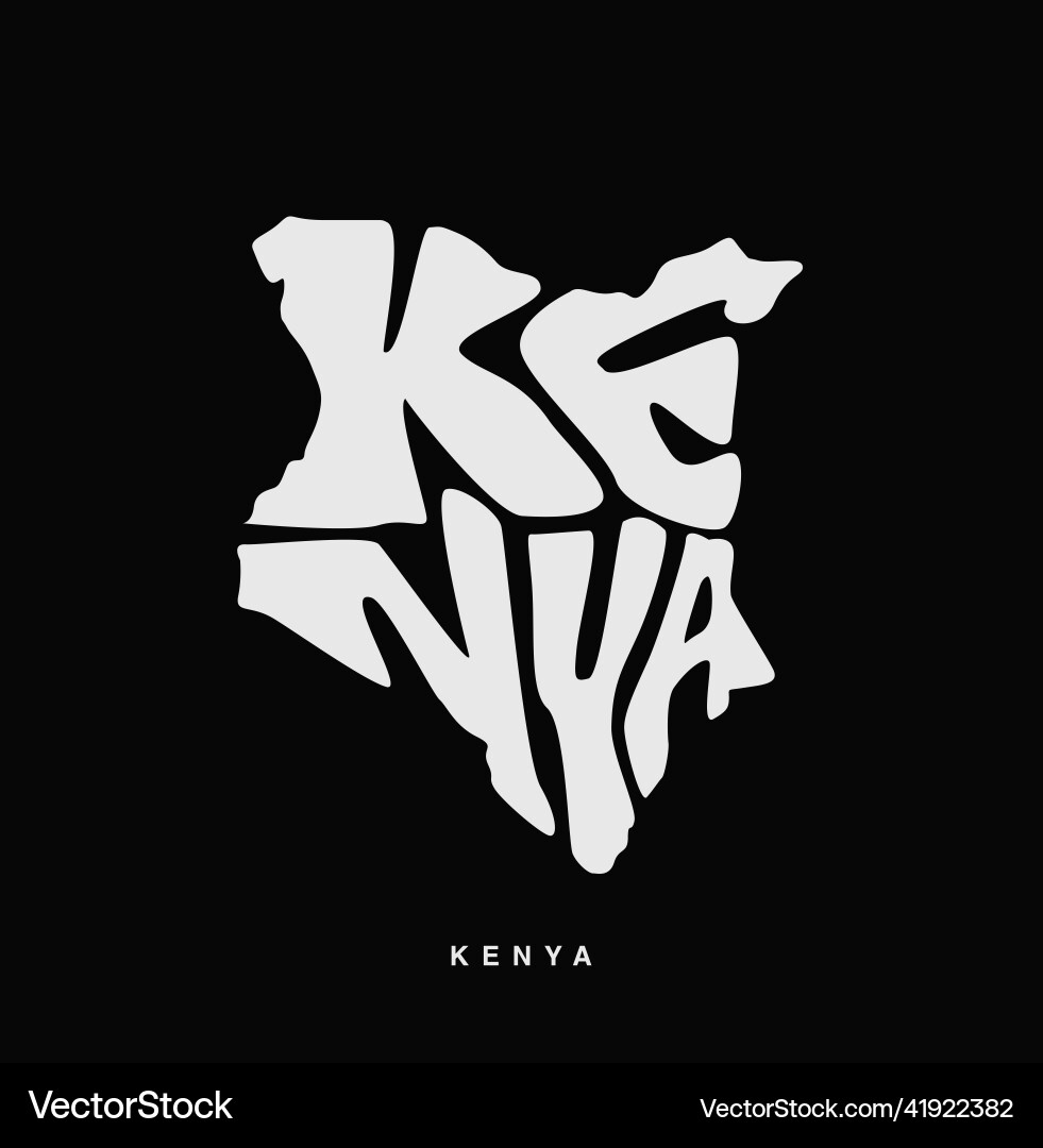 Kenya map in english lettering map Royalty Free Vector Image