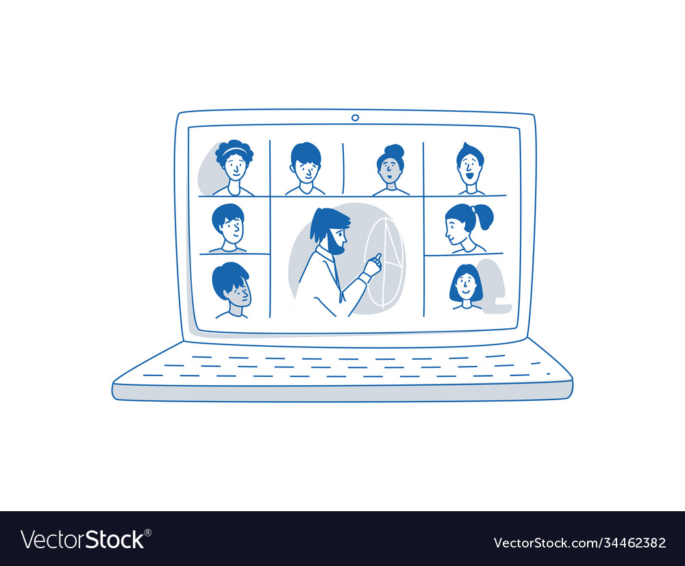 Learning online e-learning video call chat Vector Image