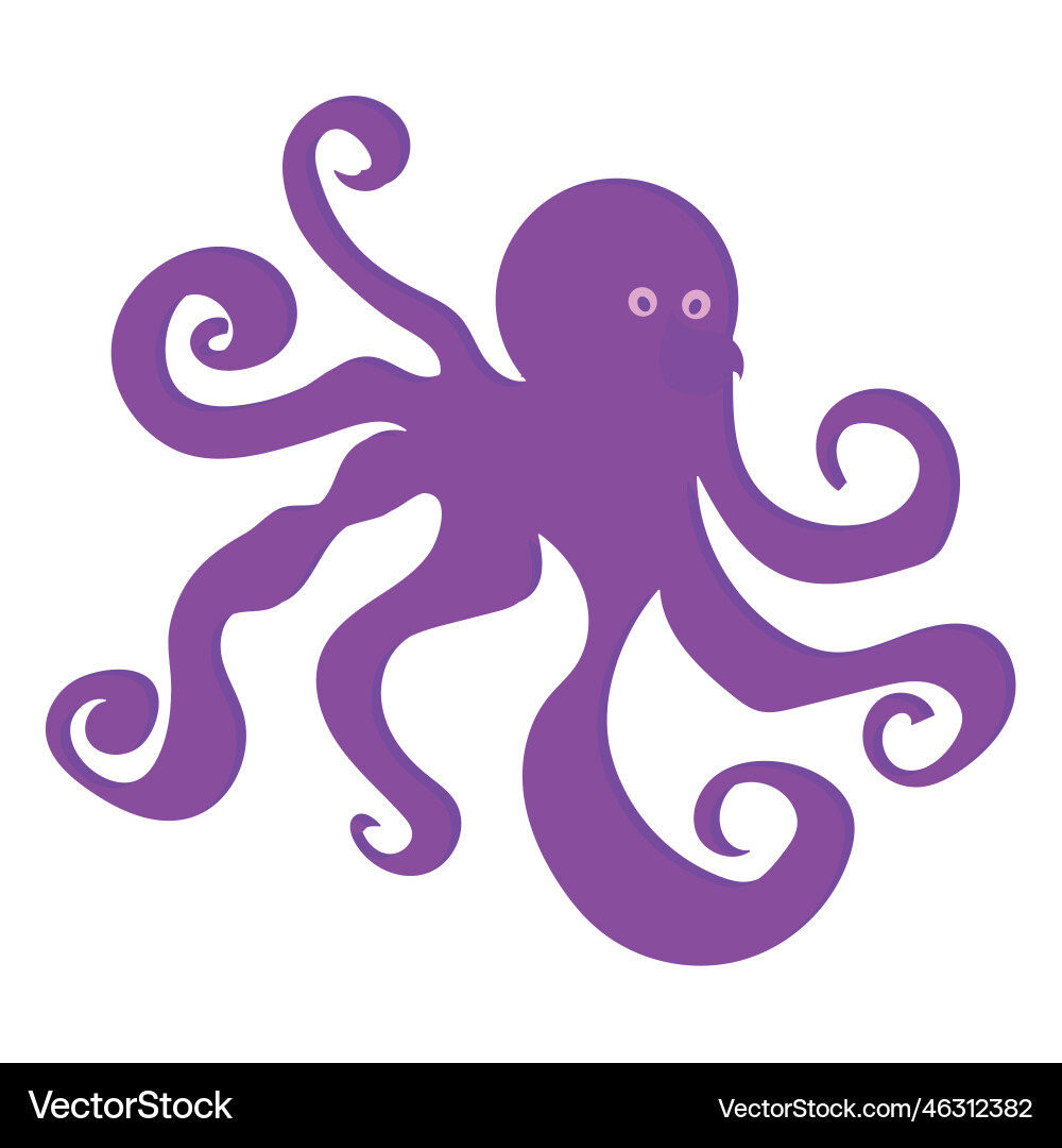 Purple octopuscartoon style Royalty Free Vector Image