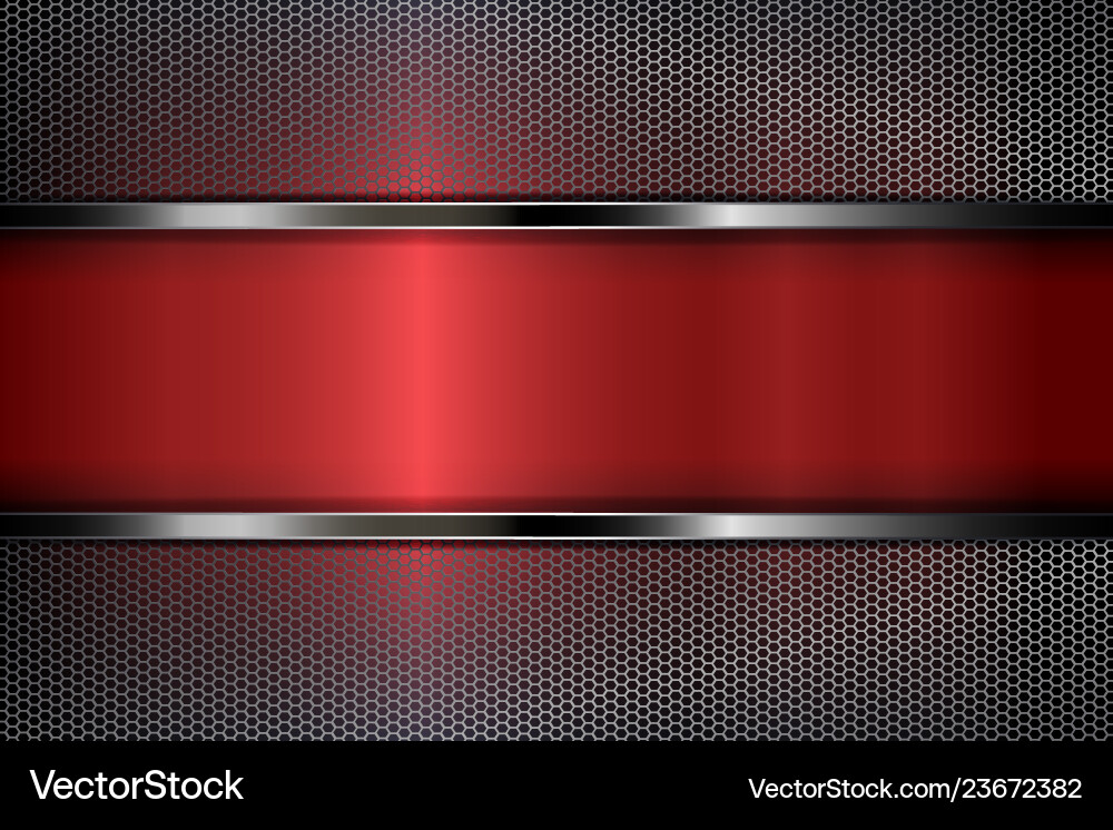 Red dark geometric design with a metal mesh grid Vector Image