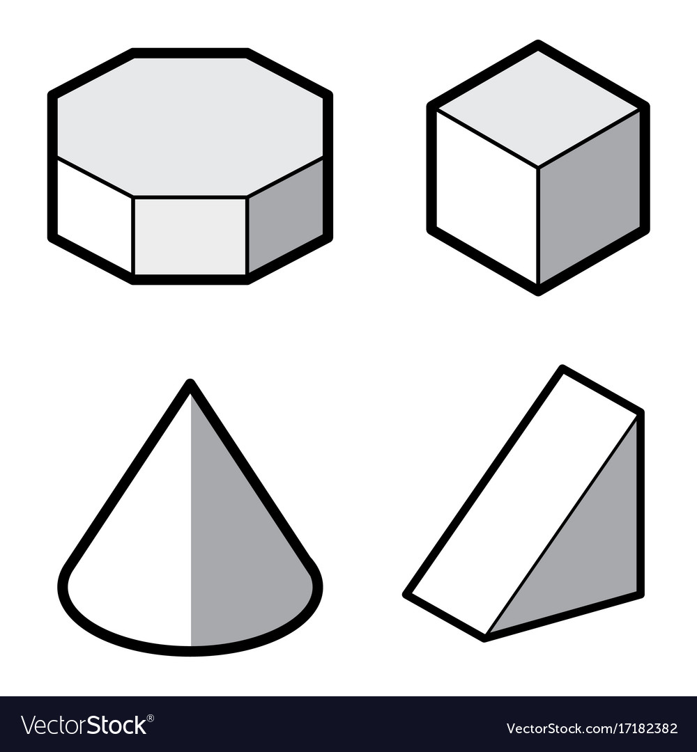 Set of basic geometric shapes solids Royalty Free Vector