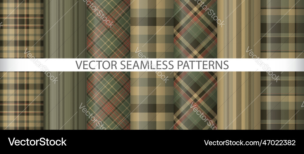 Set seamless plaid textile fabric check tartan Vector Image