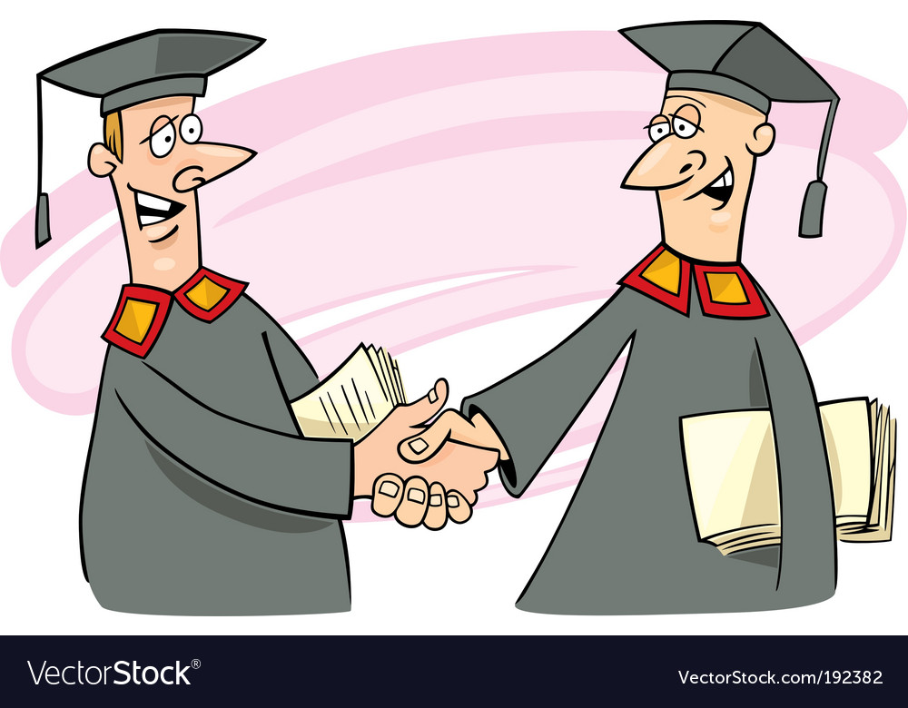 Two professors shaking hands Royalty Free Vector Image