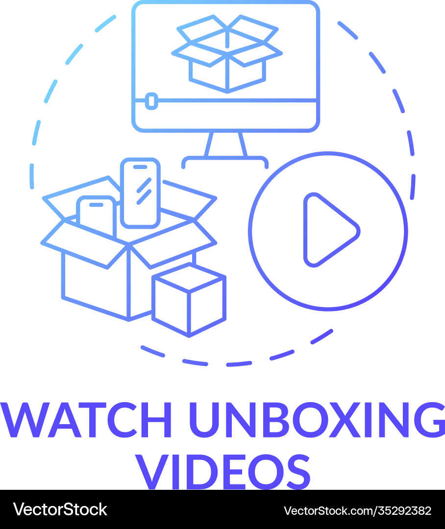 Watching unboxing videos concept icon Royalty Free Vector