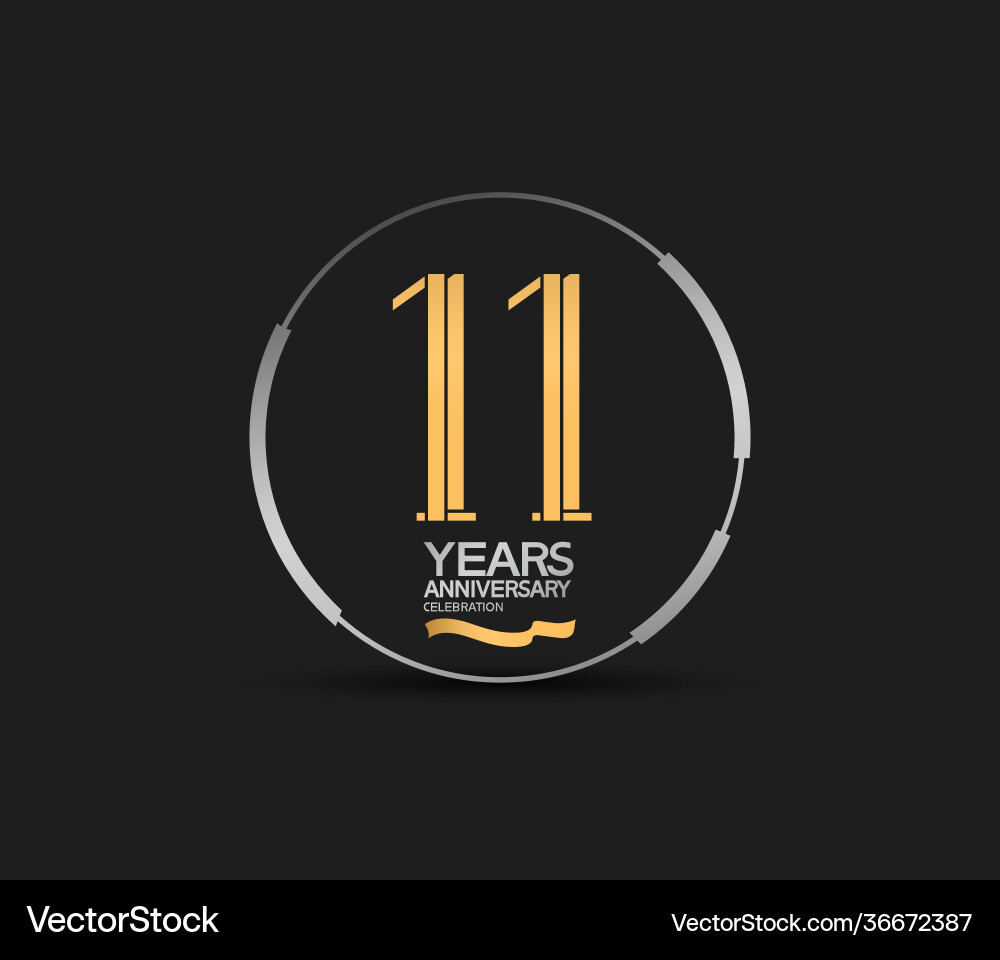 11 years golden anniversary logotype Royalty Free Vector