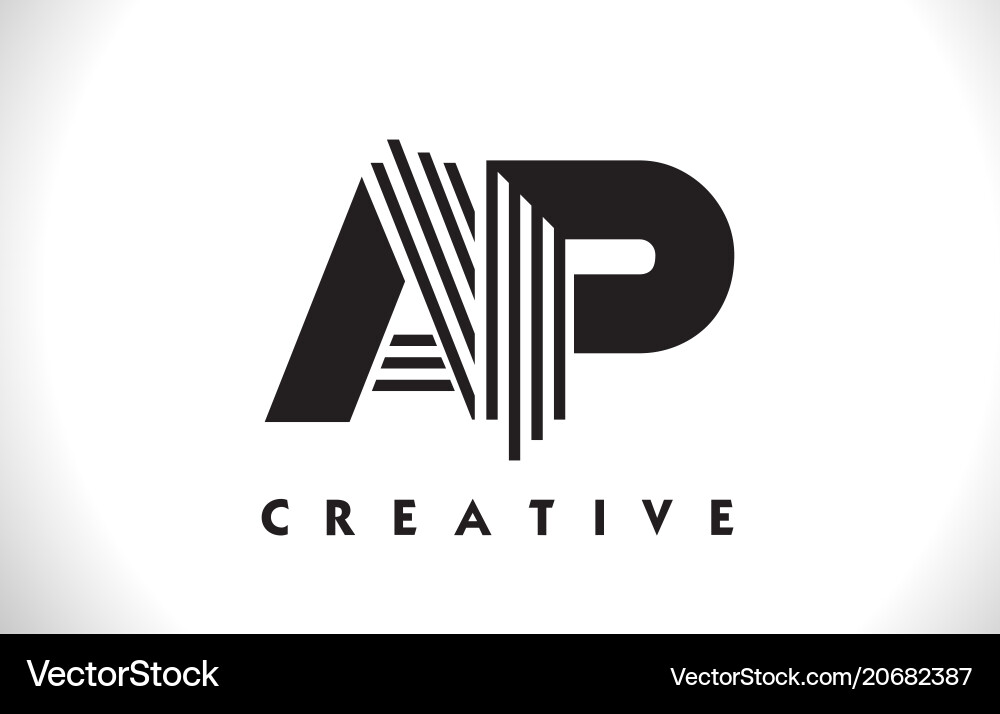 Ap logo letter with black lines design line Vector Image