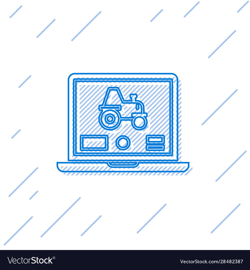 Blue line laptop application for control Vector Image