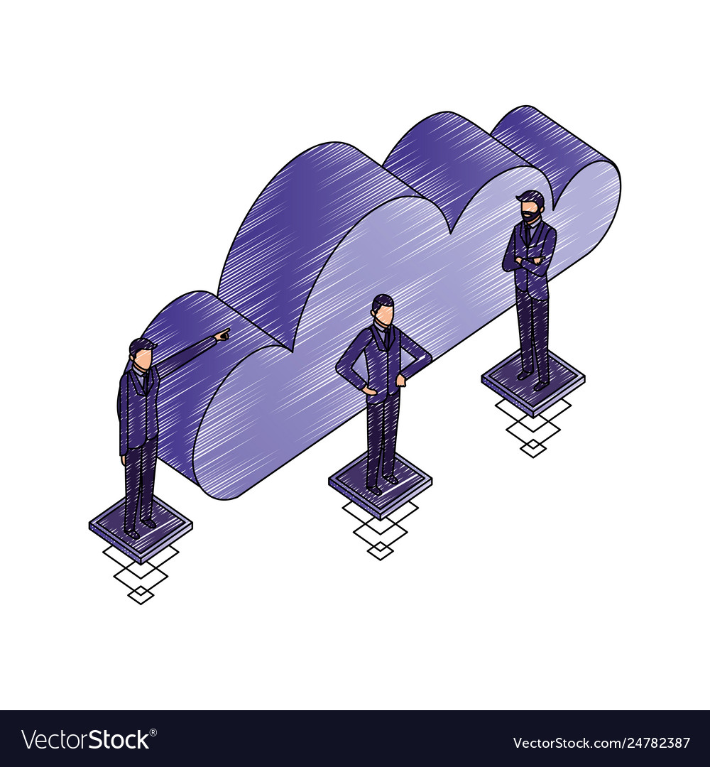 Businessmen standing with cloud computing storage Vector Image